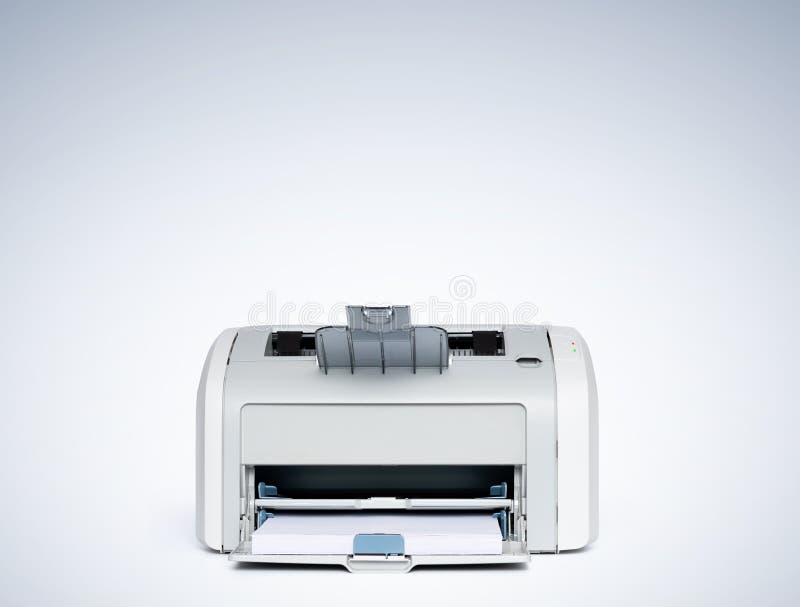 Laser Printer Front View, on a Light Blue Background. File Contains a ...