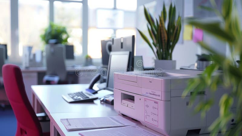 Laser Printer in Modern Office Interior Stock Image - Image of work ...