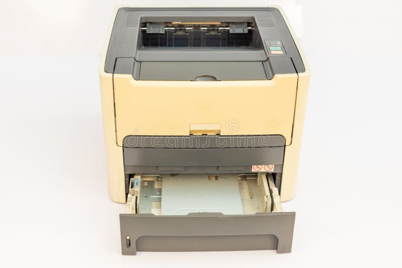 Laser Printer with Open, Empty Paper Tray on White Background.. Stock ...