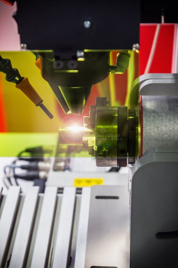Laser Processes the Metal Part in the Laboratory or in Production Stock ...