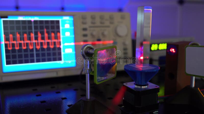 Laser in a Quantum Optics Lab. Semiconductor Laser on Optical Table in ...