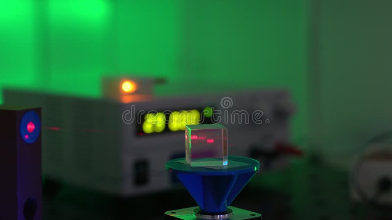 Laser in a Quantum Optics Lab. Semiconductor Laser on Optical Table in a Quantum Physics Optics ...
