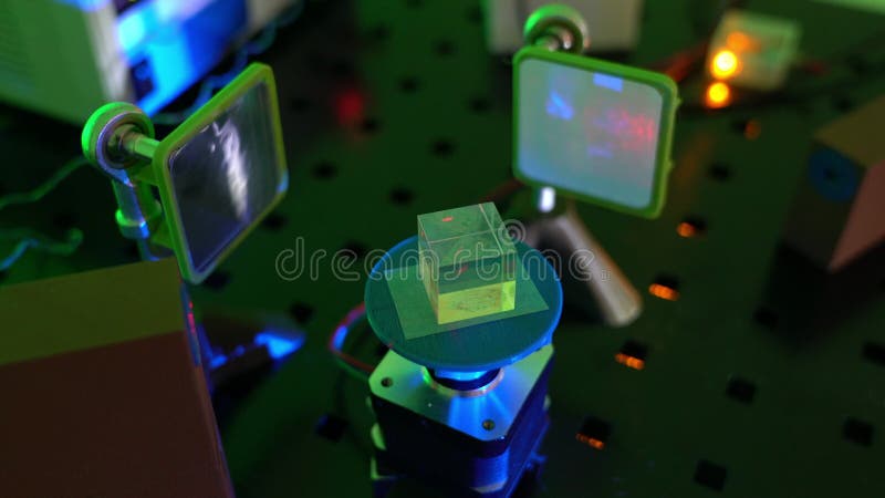 Laser in a Quantum Optics Lab. Semiconductor Laser on Optical Table in ...