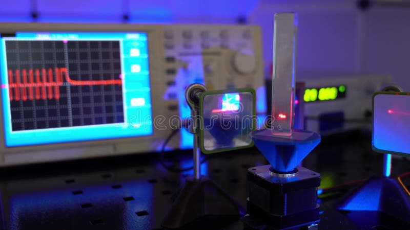 Laser in a Quantum Optics Lab. Semiconductor Laser on Optical Table in ...