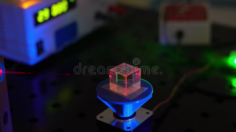 Laser in a Quantum Optics Lab. Semiconductor Laser on Optical Table in ...