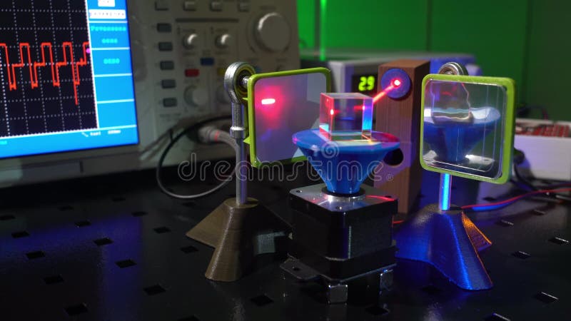 Laser in a Quantum Optics Lab. Semiconductor Laser on Optical Table in ...