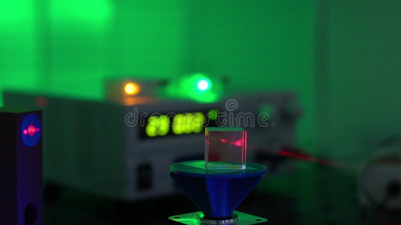 Laser in a Quantum Optics Lab. Semiconductor Laser on Optical Table in ...