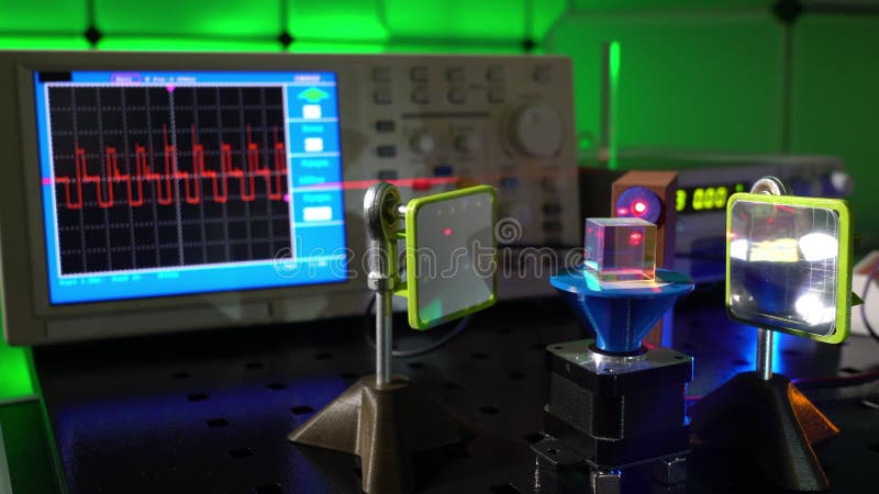 Laser in a Quantum Optics Lab. Semiconductor Laser on Optical Table in ...