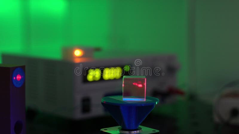 Laser in a Quantum Optics Lab. Semiconductor Laser on Optical Table in ...