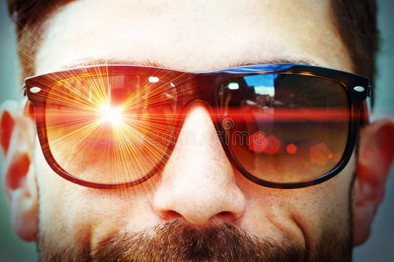 Laser ray on sunglasses stock image. Image of design - 45642069