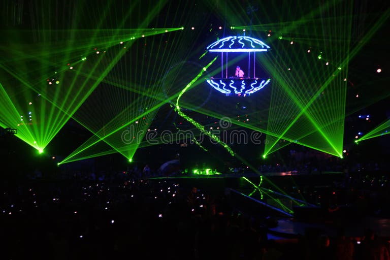 Laser Rays on the Concert. Dj Editorial Stock Photo - Image of energy ...