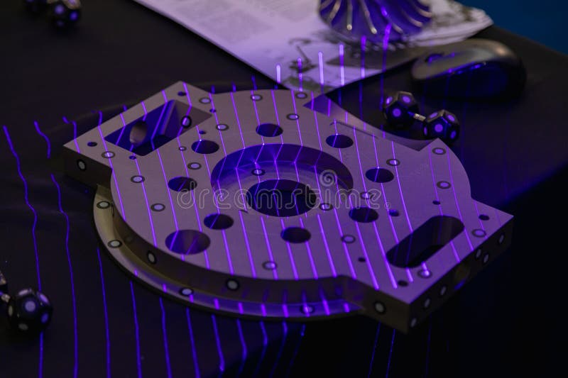 Laser Scanner Measuring Mechanical Part for Reverse Engineering Stock ...