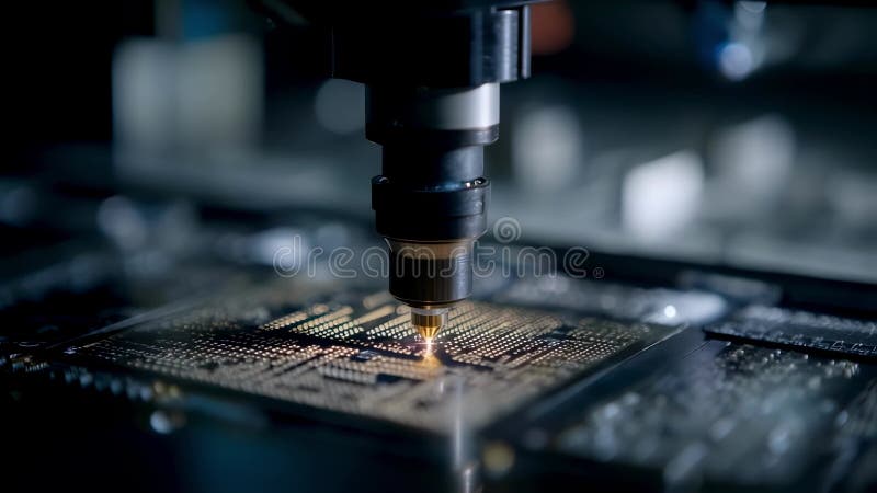 Laser Scribing Machine Etching Microchip, Sparks Fly in Manufacturing ...