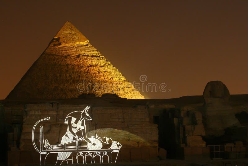 Laser show at Pyramids stock image. Image of egyptian - 46304011