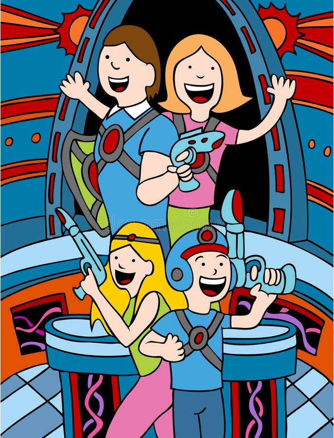Laser Tag Family stock vector. Illustration of light - 12591514