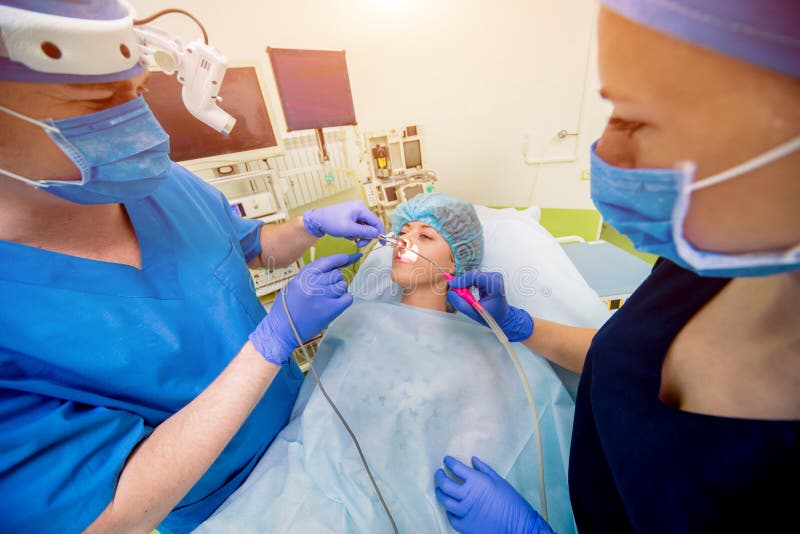 Endoscopic Sinus Surgery. Laser Vaporization of Nasal Concha Stock ...