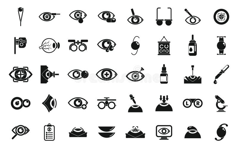 Laser Vision Correction Icons Set Simple Vector. Beam Surgery Stock ...