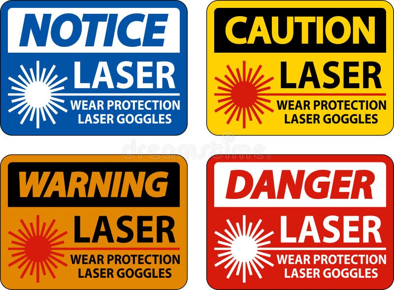 Laser Wear Protective Laser Goggles Sign on White Background Stock ...