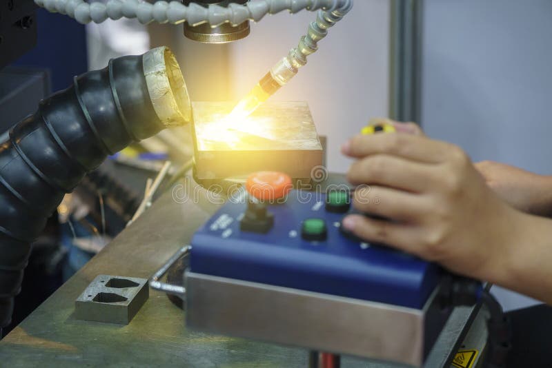 Laser Welding Process in Close-up Scene. Stock Photo - Image of ...