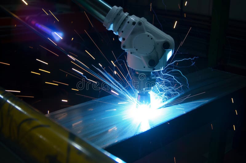 Laserguided Robot Accurately Spot Welding Under Bright Light Stock ...