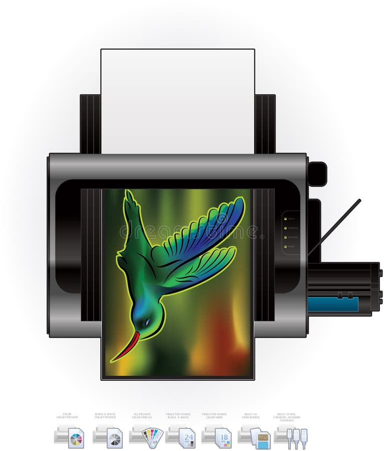 LaserJet Printer, Ports & Cables Stock Vector - Illustration of icon ...