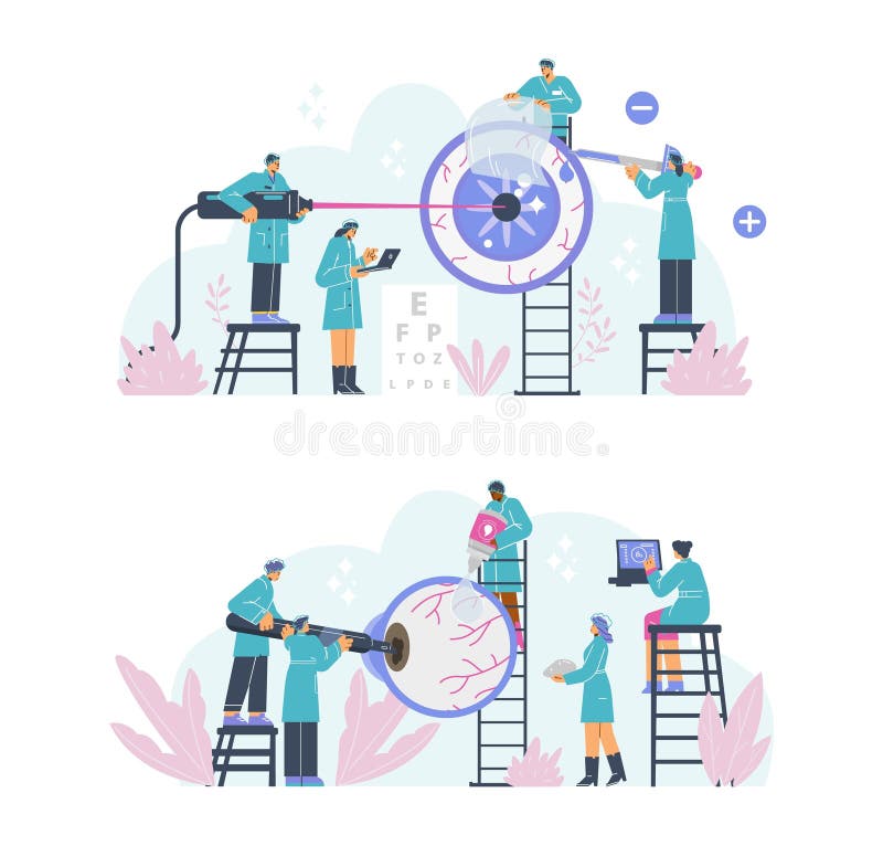 Lasik or Laser Surgery Vision Correction Banners Vector Illustration ...