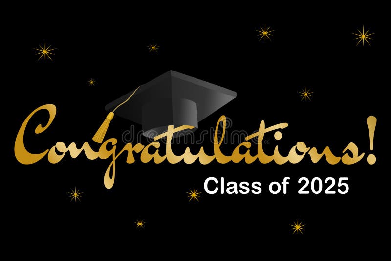 Lass of 2025 Graduation Congratulations Design with Cap and Stars Stock ...