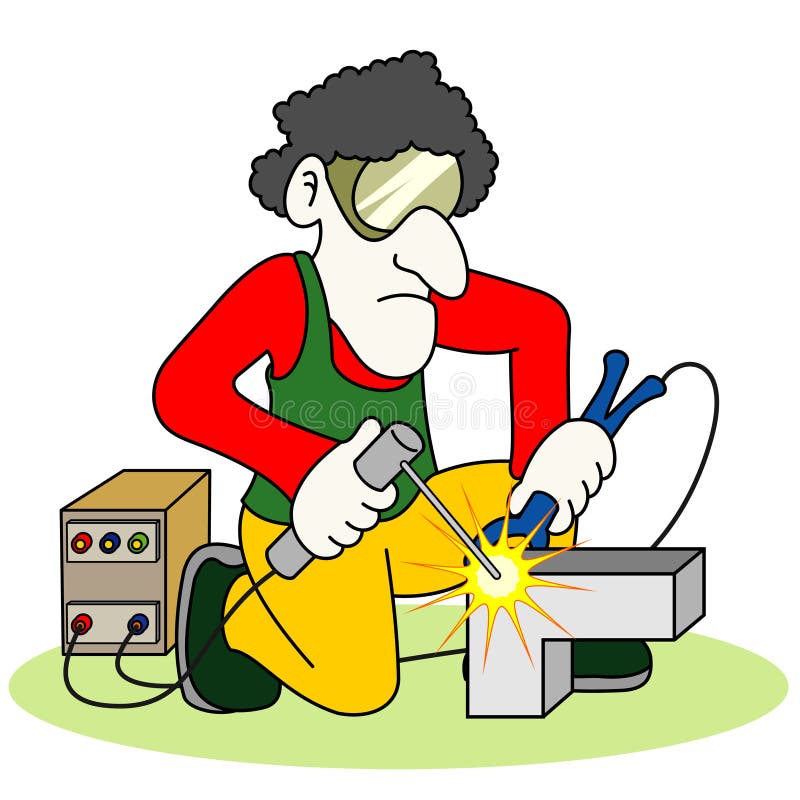 Een lasser op het werk vector illustratie. Illustration of apparatuur ...