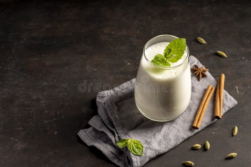 Lassi, Lassie - Indian Yogurt Drink with Spice on White Background ...