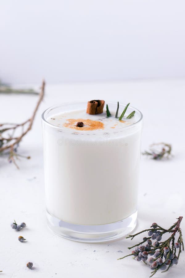 Lassi Milkshake on a White Plate Next To Ice. Stock Image - Image of ...
