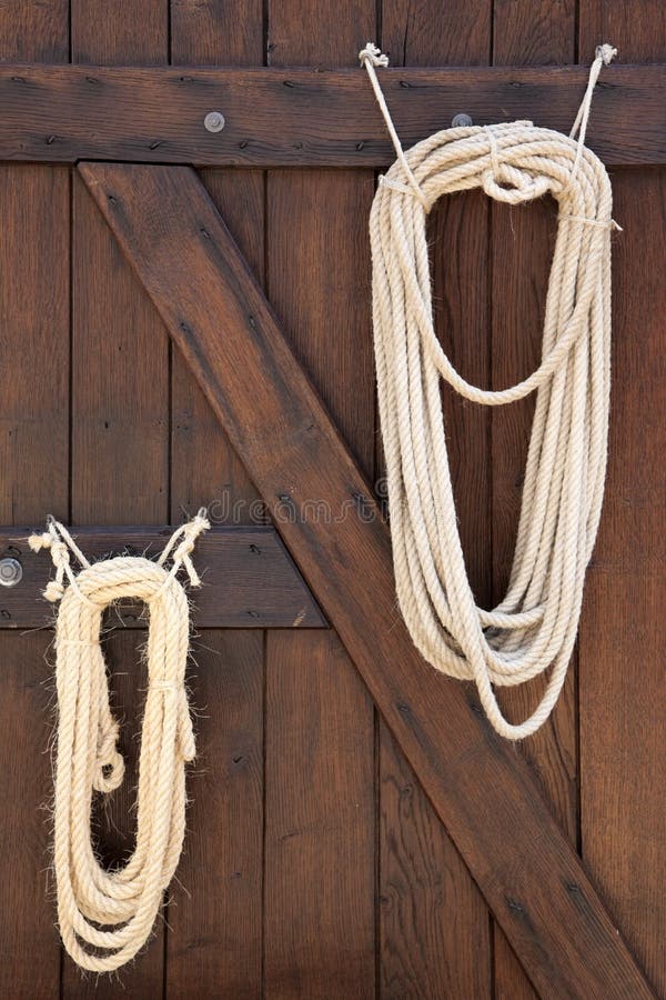 Lasso ropes at stable door stock image. Image of rolled - 15546461