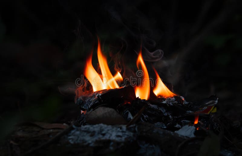 Last Bit of Flame with Smoke in a Garbage Pit Stock Image - Image of ...