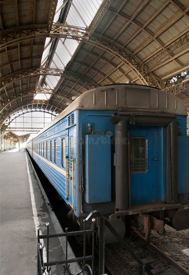 Last of the Blue Train Car Standing Stock Image - Image of modern ...