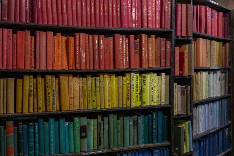 The Last Bookstore - Colorful Bookshelf Editorial Image - Image of ...