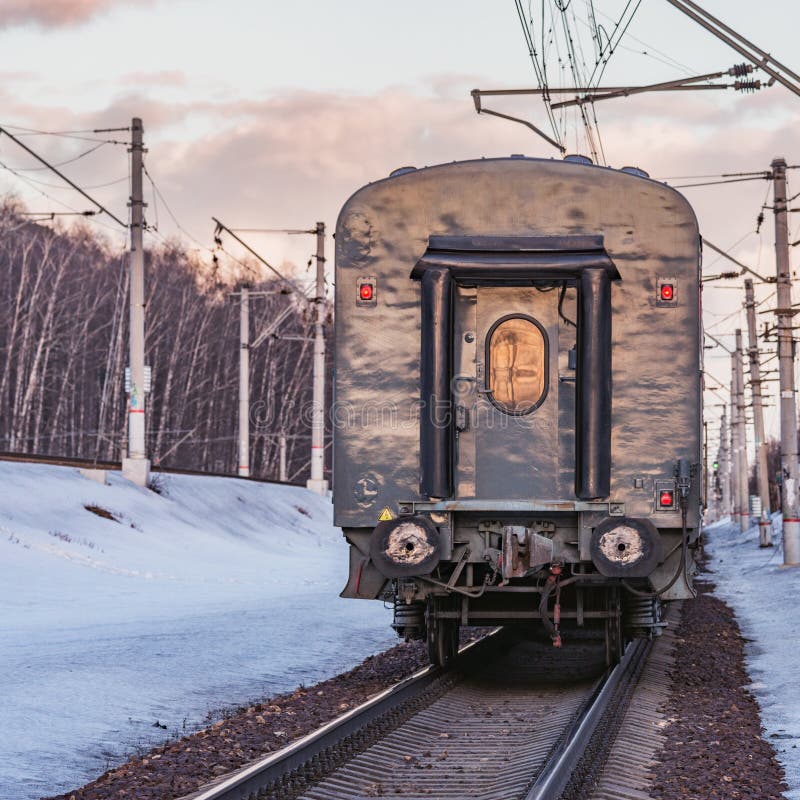 Last Carriage of the Passenger Train. Stock Image - Image of ...