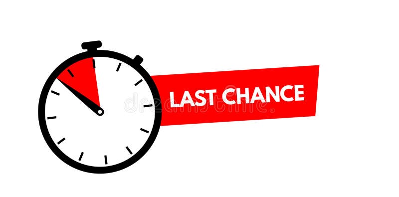 Last Chance Clock with Red Ribbon, Stopwatch Stock Vector ...