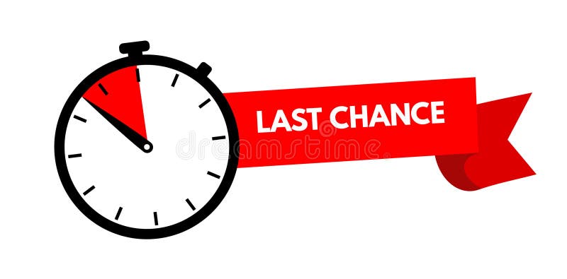 Last Chance Clock with Red Ribbon, Stopwatch Stock Vector ...