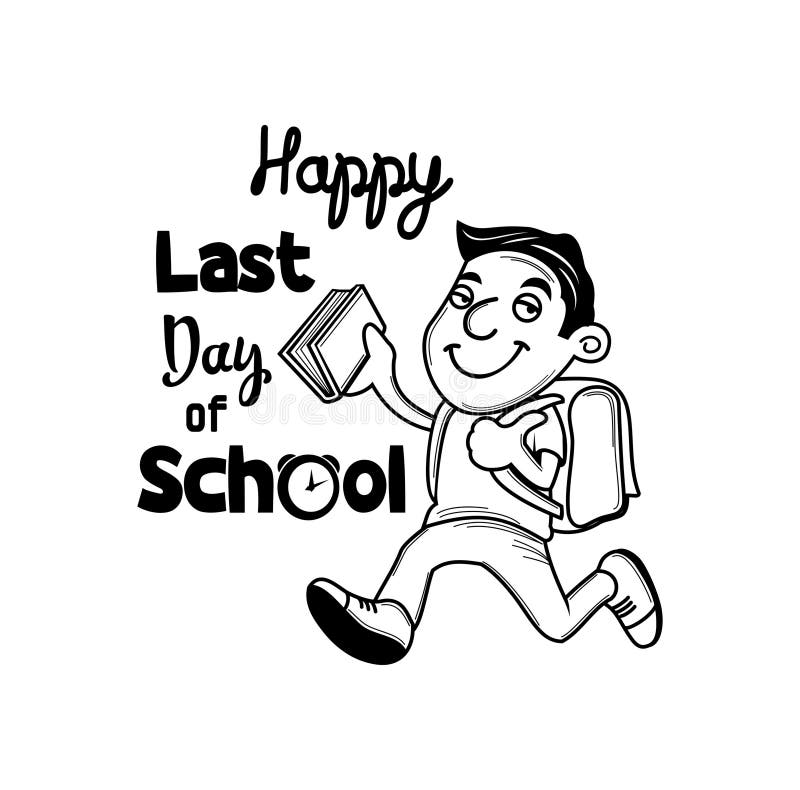 Last Day of School Student Doodle Cartoon Character Stock Vector ...