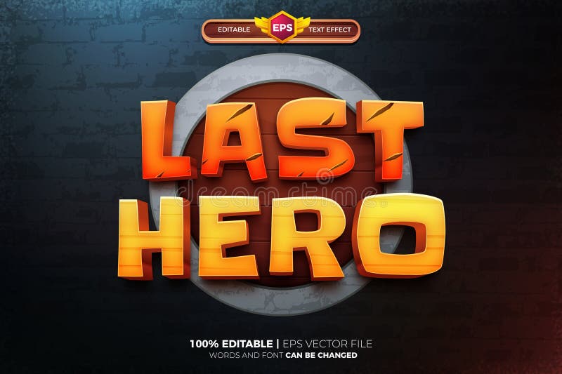 Last Hero 3D Text Effect Game Logo Template Stock Vector - Illustration ...
