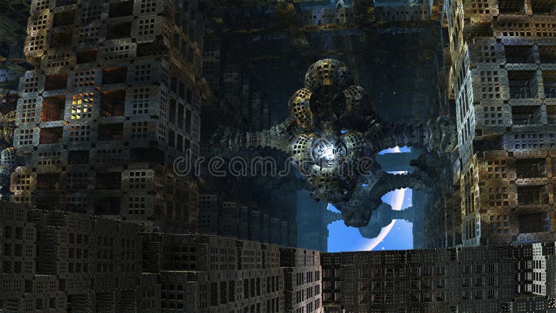 Last Inhabitant of Abandoned Alien City Stock Illustration ...