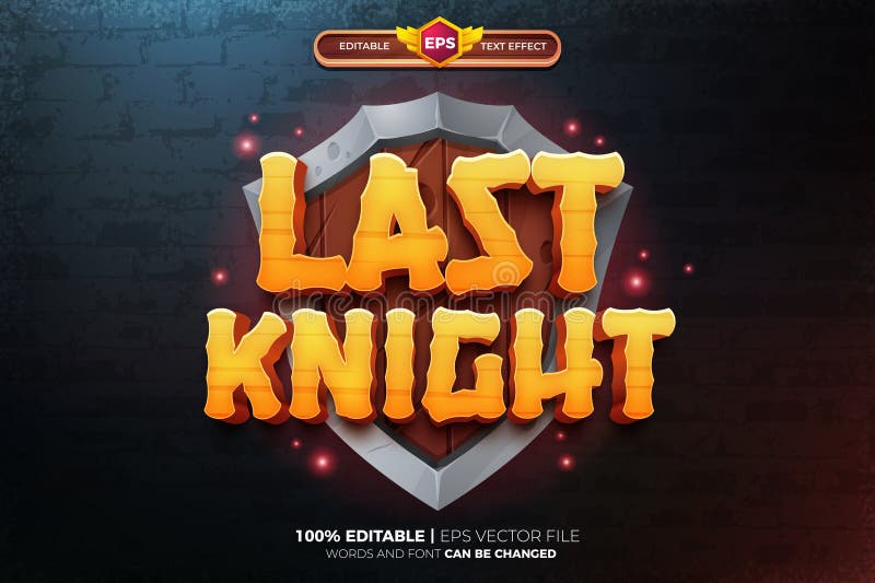 Last Knight 3D Text Effect Cartoon Game Adventure Logo Template Stock ...