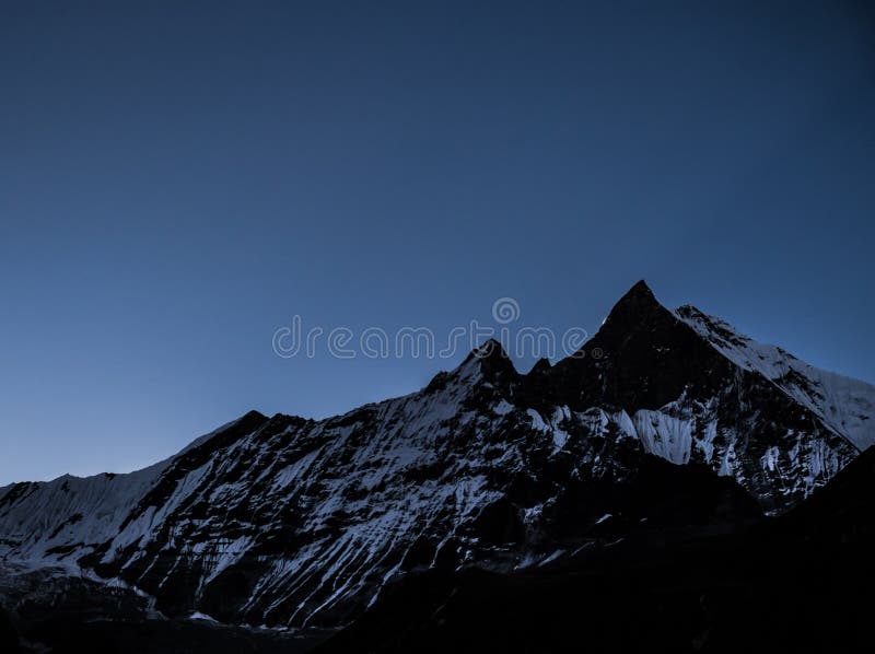 Mount Machhapuchchhre in Evening Soft Sun Light Stock Photo - Image of ...