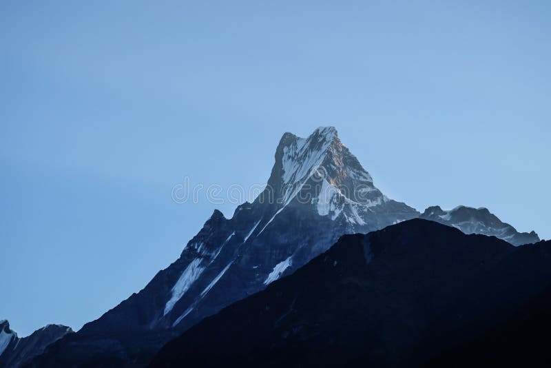 Mount Machhapuchchhre in Evening Soft Sun Light Stock Photo - Image of ...