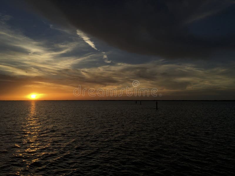Last Light of the Day: Sunset Time at Charlotte Harbor. Stock Image ...