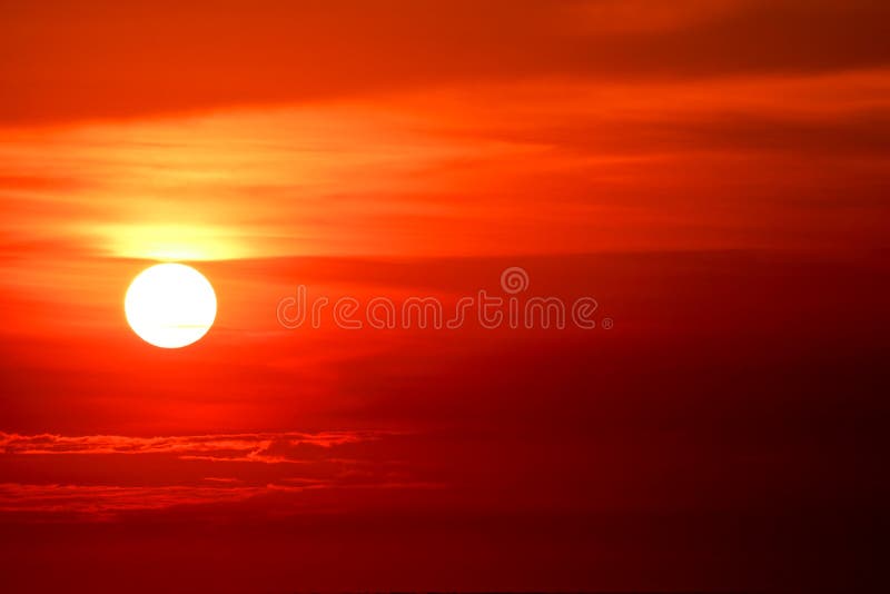 Last Light Sunset on the Red Cloud Sky Ray Around Sun Stock Photo ...