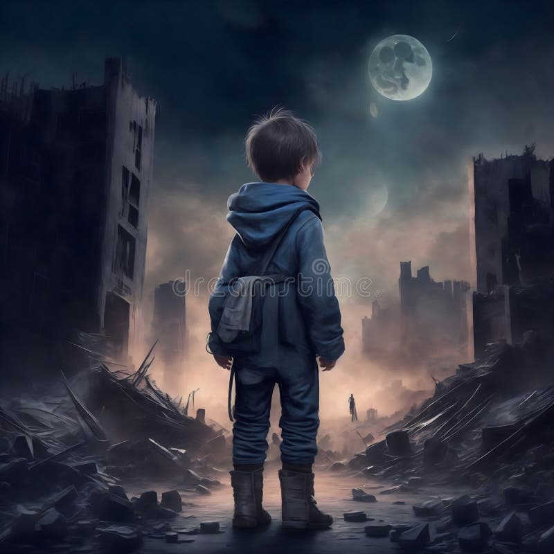 The Last People on Earth, Standing Alone in the Vast Dark Cloudy Sky ...