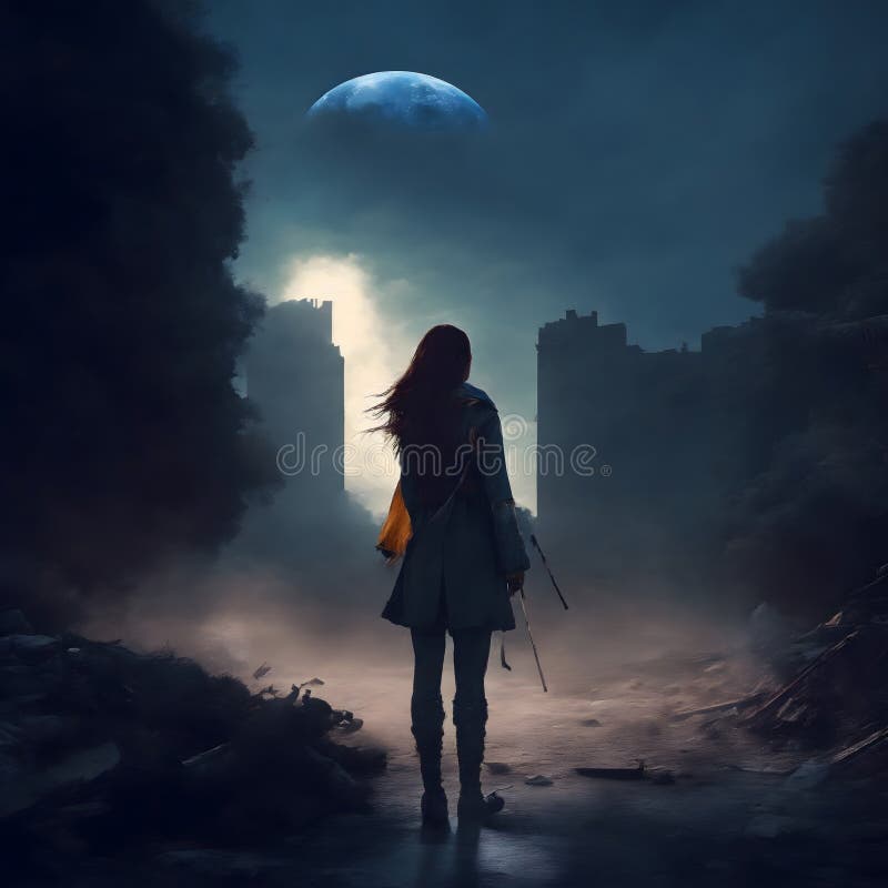 The Last People on Earth, Standing Alone in the Vast Dark Cloudy Sky ...