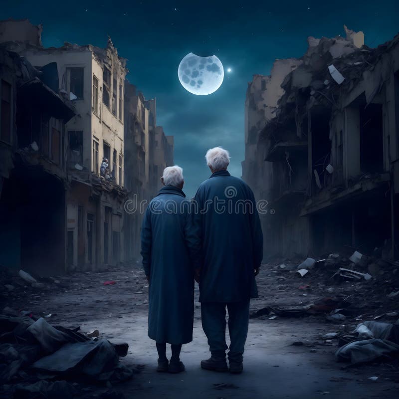 The Last People on Earth, Standing Alone in the Vast Dark Cloudy Sky ...