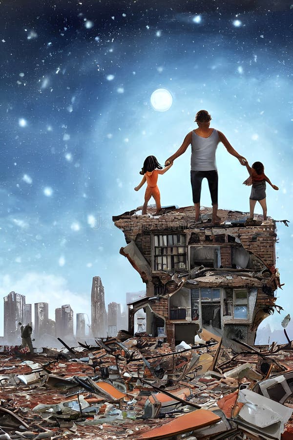 The Last People on Earth, Standing Alone in the Vast Dark Cloudy Sky ...