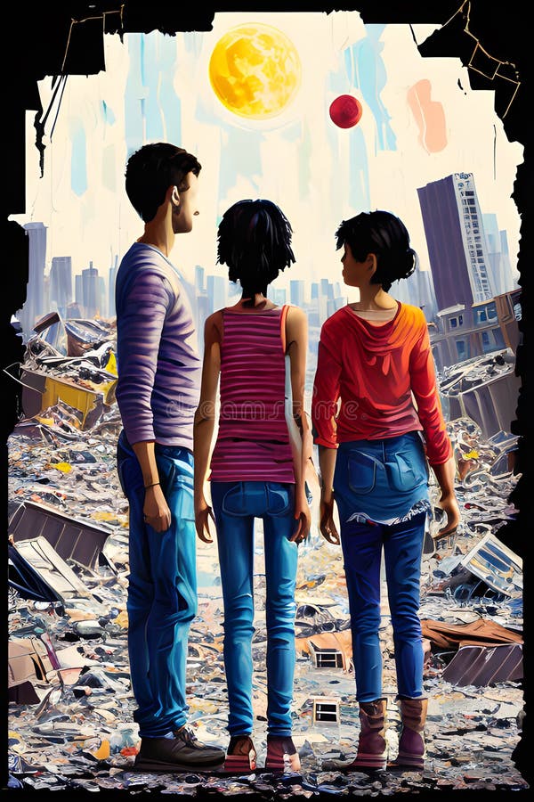 The Last People on Earth, Standing Alone in the Vast Dark Cloudy Sky ...